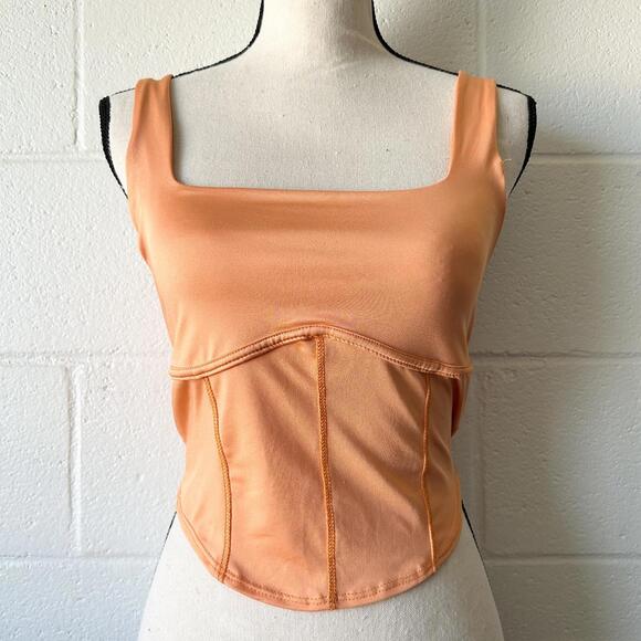Tops | Live In The Moment Neon Orange Sleeveless Bustier Crop Top Tank ...